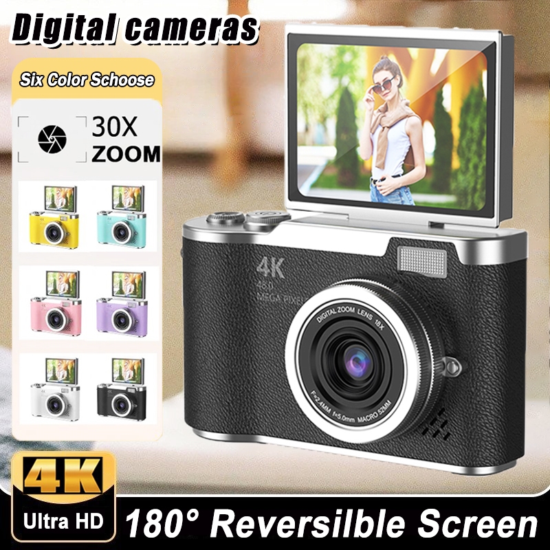 4K Digital Camera 48MP HD Photography 180° Flip Screen 30X Zoom Selfie ...