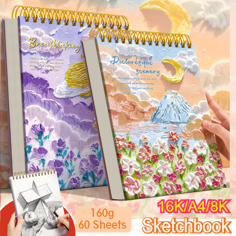 Sketch Books A4/8K/16K Sketchbook 60 Sheets Drawing Book Thicken 160g ...