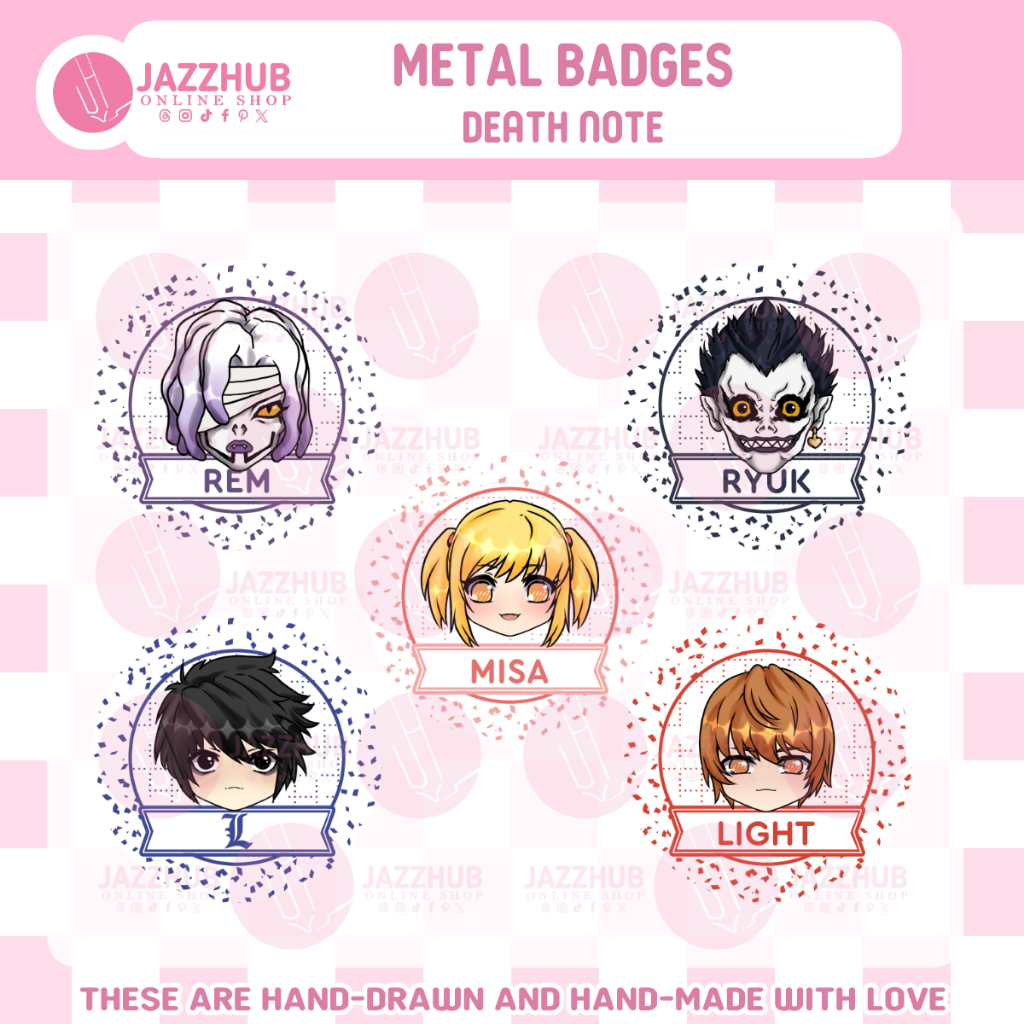 JAZZHUB ONLINE DEATH NOTE CHARACTER BADGES | Shopee Philippines
