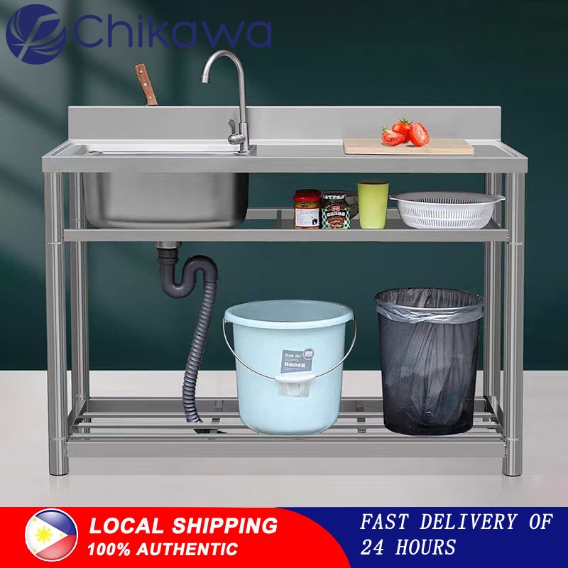 Thickened 304 stainless steel kitchen household single sink simple ...
