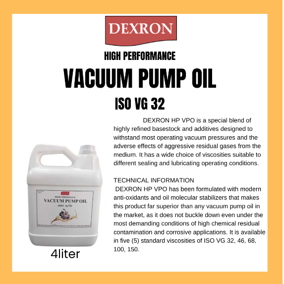 DEXRON HIGH PERFORMANCE 4L VACUUM PUMP OIL ISO VG 32, 46, 68,100, AND ...