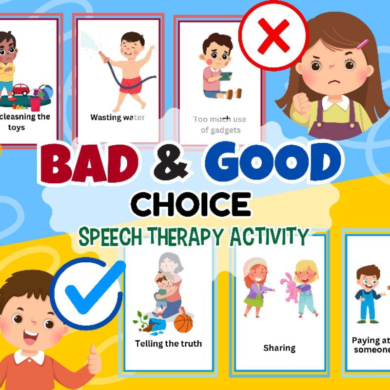 Bad and Good Choice Speech Therapy Flashcards Therapist Early Learners ...