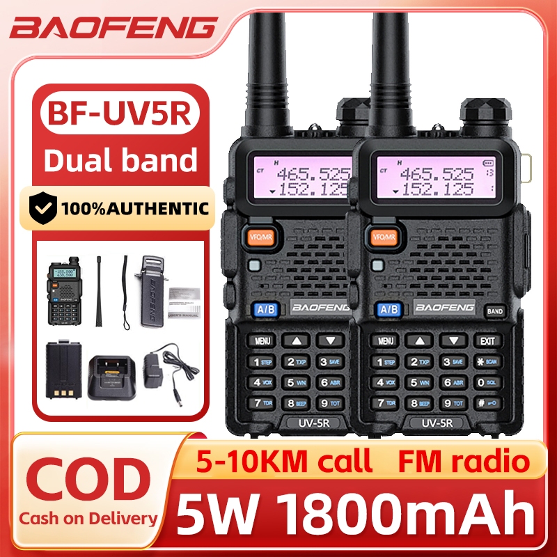 Baofeng UV-5R Two-Way Radio 2 Set 5W 128CH Portable Walkie Talkie Dual Band UHF/VHF Radio Long ...