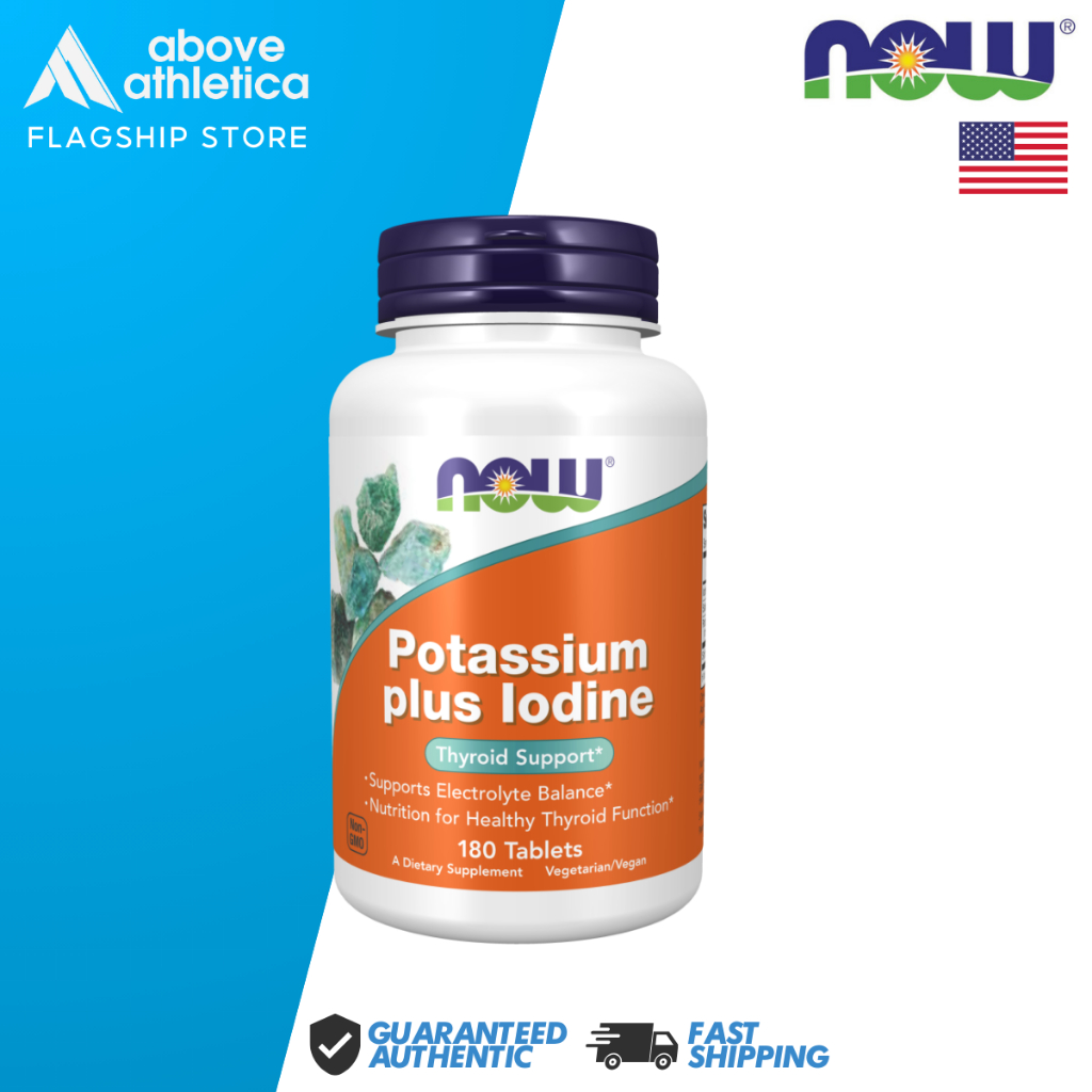 NOW Foods Potassium plus Iodine - 180 tablets, Supports Electrolyte ...
