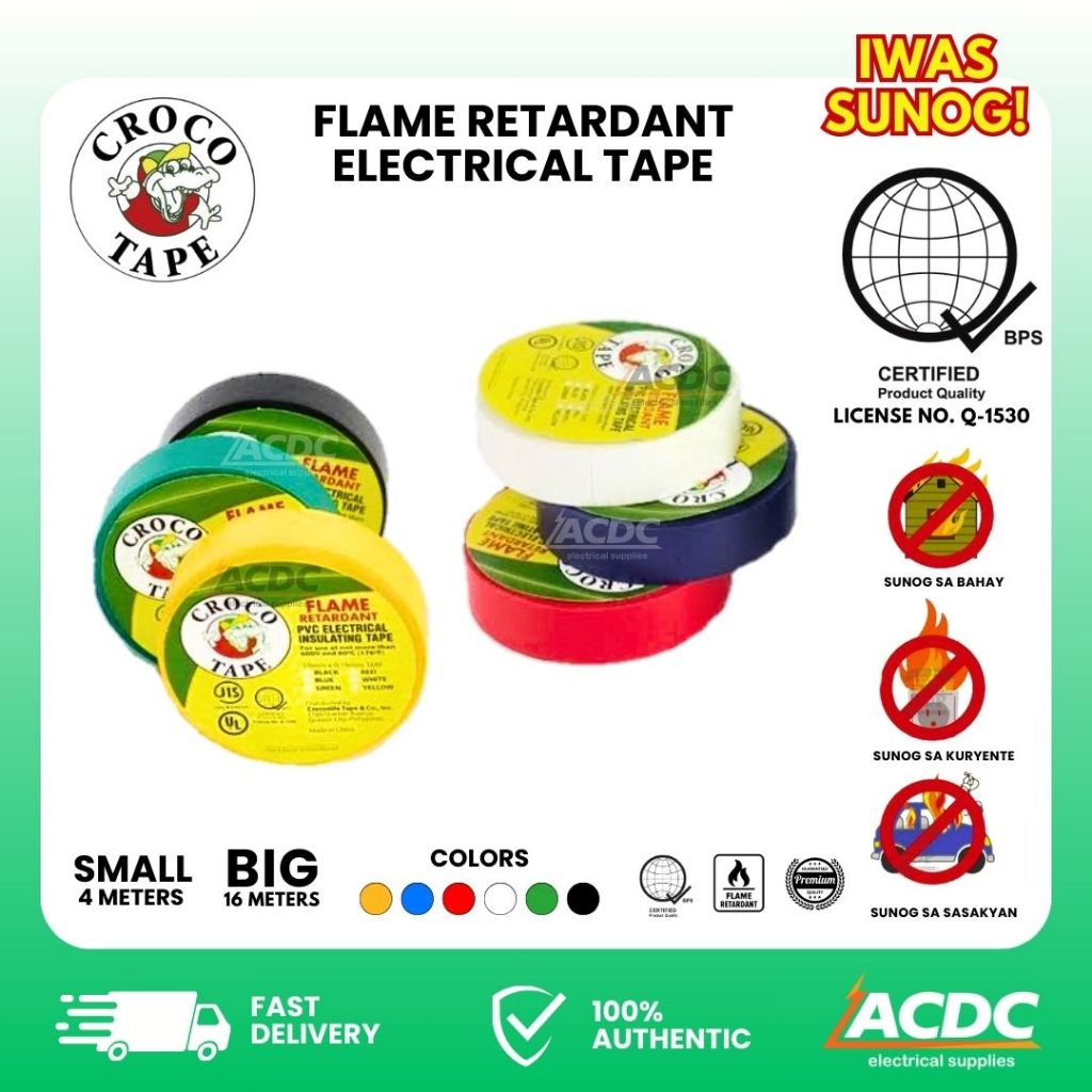3pcs Croco Tape Flame Retardant | Electrical Tape | PVC ELECTRICAL ...