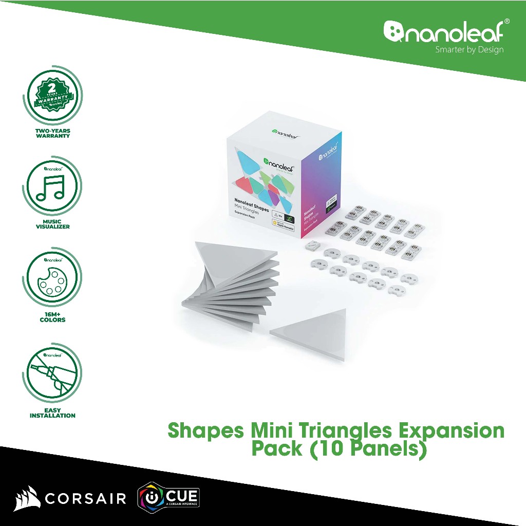 Nanoleaf Shapes Mini Triangles Expansion Pack (10 Pack) LED Touch Panel ...