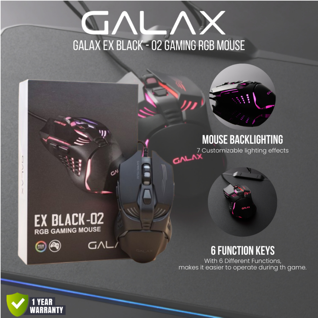GALAX EX-02 Black RGB Gaming Mouse | Shopee Philippines