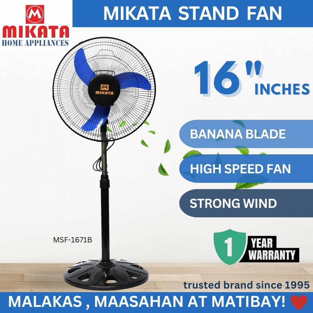 Mikata MSF-1671B Stand Fan 16 inches 3 Banana Blade Energy Saving ...