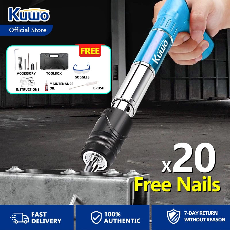Kuwo Manual Mini Steel Nail Gun- 5 Speed Adjustable Nail Gun with 20pcs ...