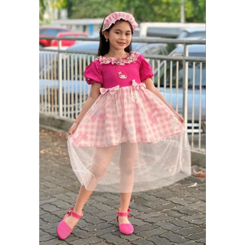 Little Vella My Melody Labubu Inspired Collared Mesh Puff Dress with ...