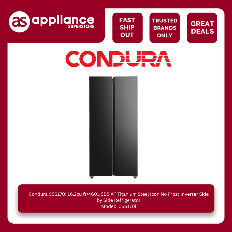 Condura CSS170i 16.2cu ft/460L SBS AT Titanium Steel Icon No Frost ...