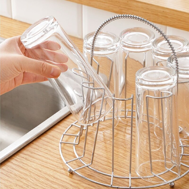 Neat Kitchen Silver Tall Cup Rack Cup 8 Storage Organizer Cup Drying ...
