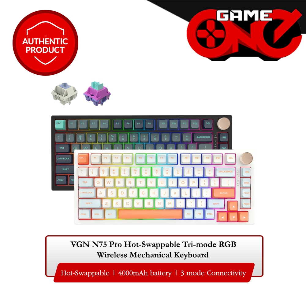 VGN N75 Pro Hot-Swappable Tri-mode RGB Wireless Mechanical Keyboard ...