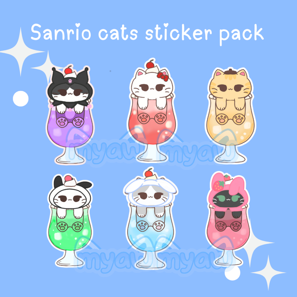 Sanrio Cat Waterproof Vinyl Sticker Pack | Myaw | Shopee Philippines