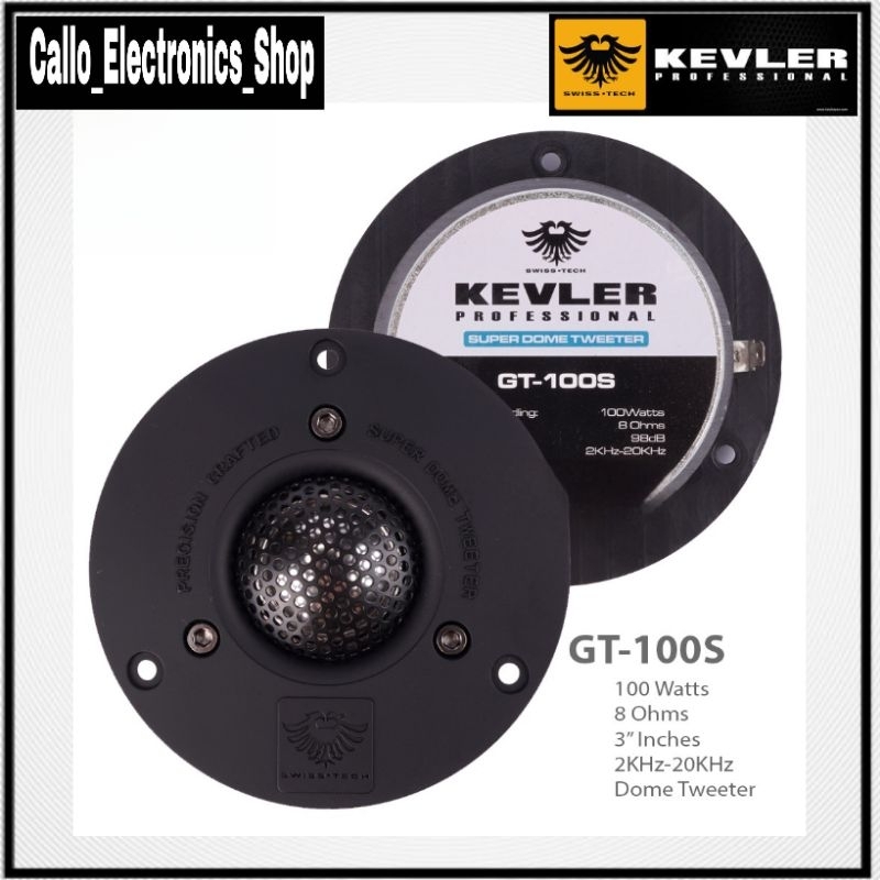 Kevler GT-100S Metal Dome Tweeter 100 Watts 8 ohms 3" Tweeter GT-100s ...
