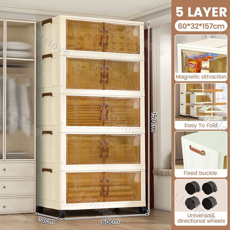 6/5/4 Layers Foldable Storage Cabinet Durabox Organizer Wardrobe ...