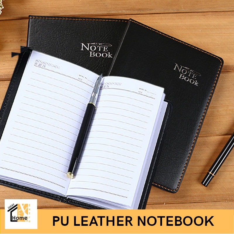 Lucky Black PU Leather Notebook Mini Business Office Retro Record Small ...