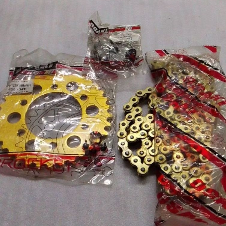 SPROCKET CHAIN SET KAWASAKI FURY 125 6 HOLES SIZE 420-110L/14T-34T ...