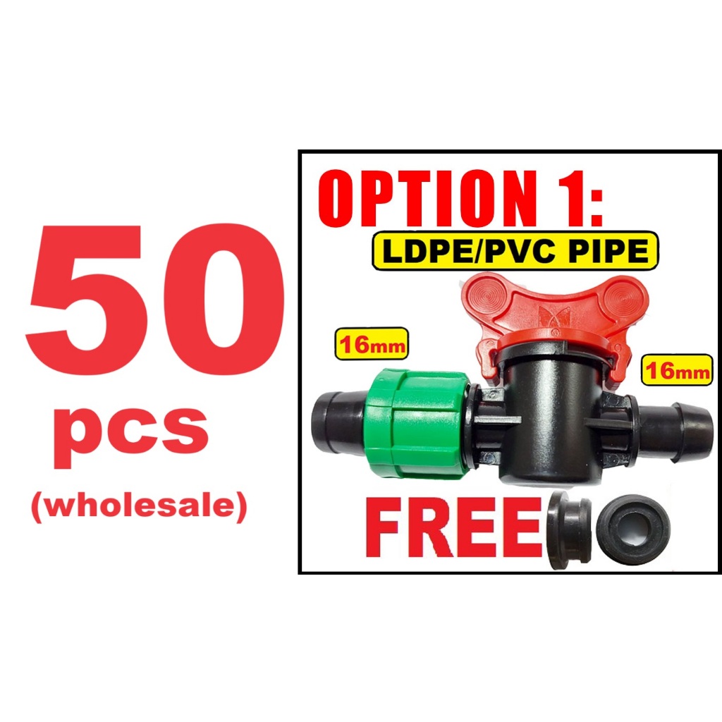 50 PCS [DRIP VALVE] Drip Irrigation Tape Hose 16mm water control VALVE ...
