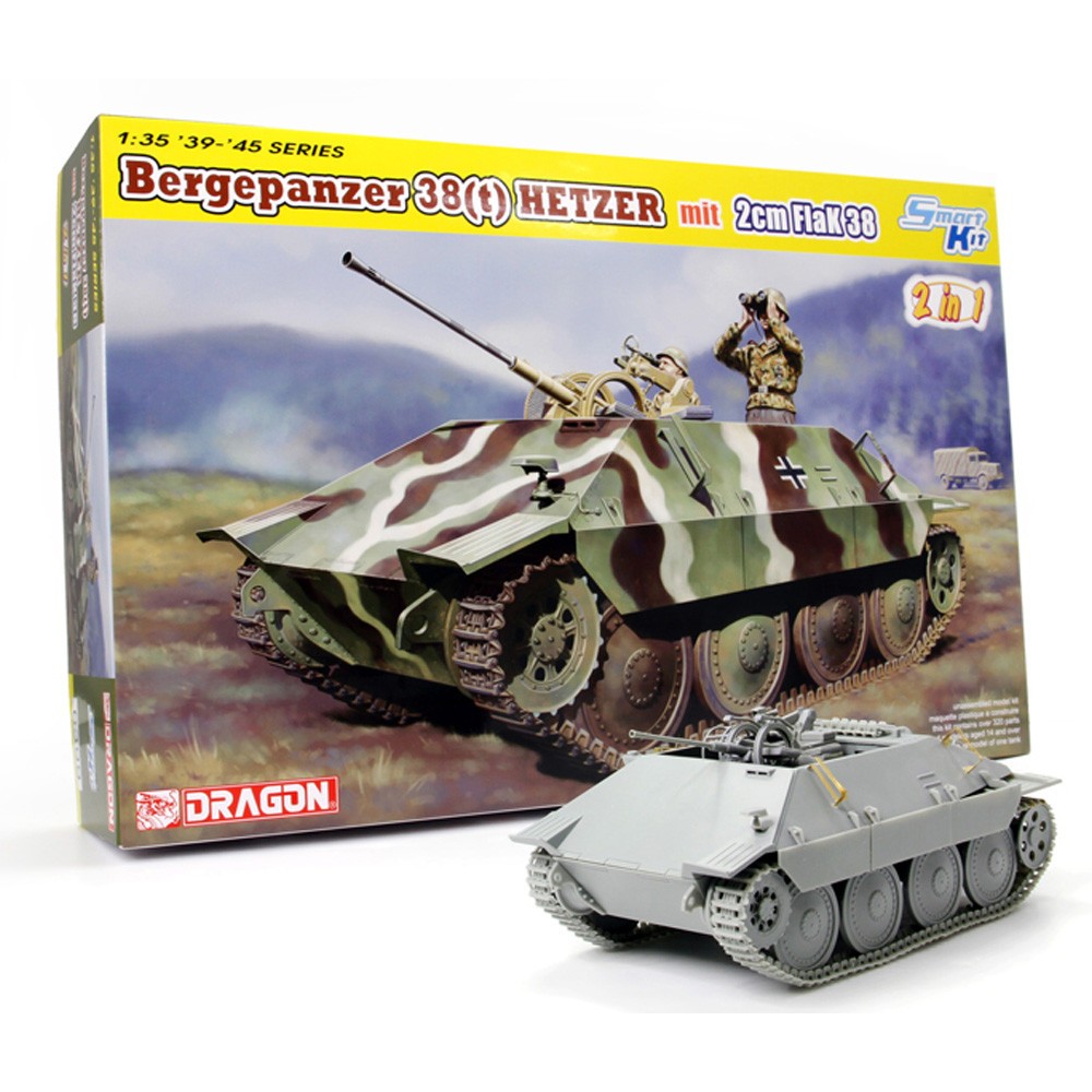 Dragon Bergepanzer 38t Hetzer with Flak 38 1:35 Model Kit | Shopee ...