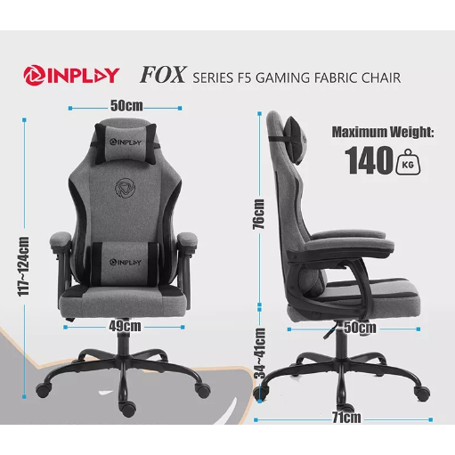 Inplay Fox F5 Gaming Chair | Black Grey | White Grey | Beige |Fabric ...