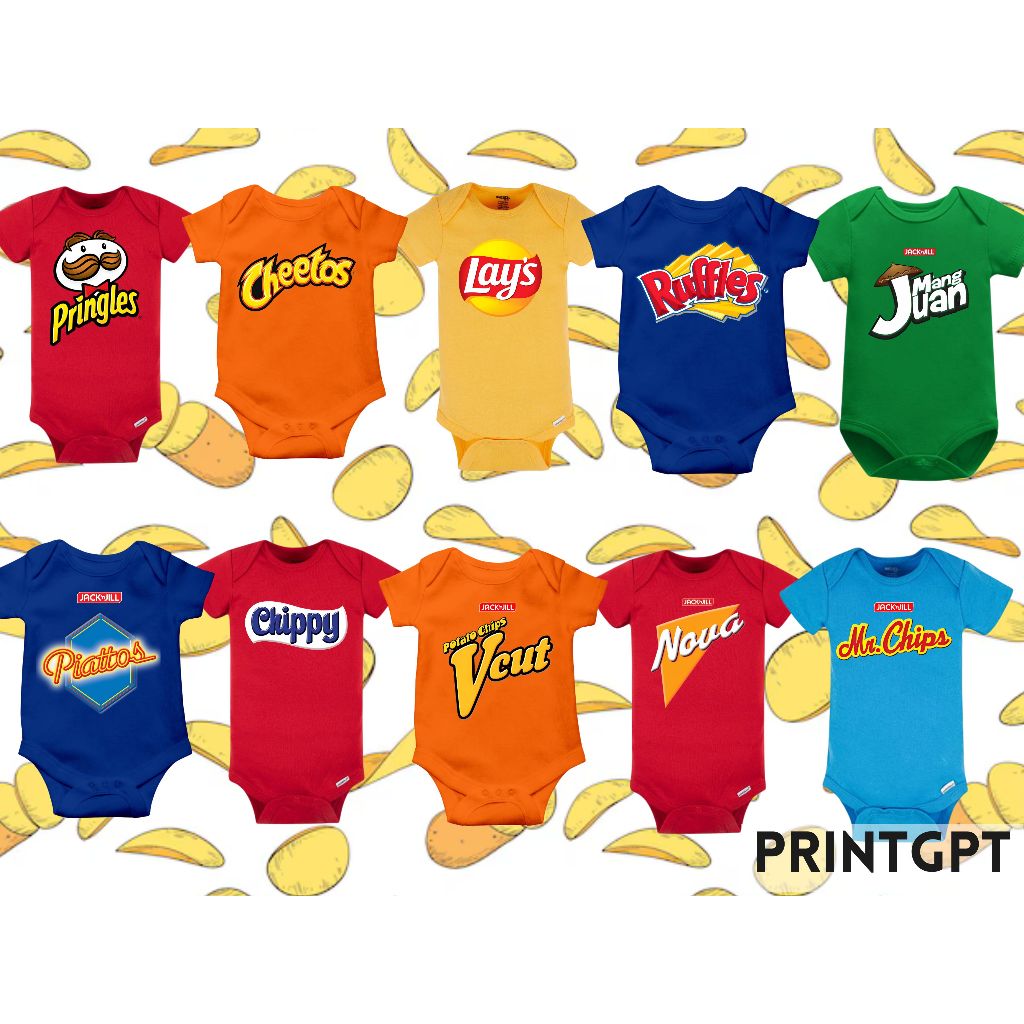 [BABY ONESIE] SNACKS AND CHIPS THEME | PRINGLES CHEETOS RUFFLES PIATTOS ...