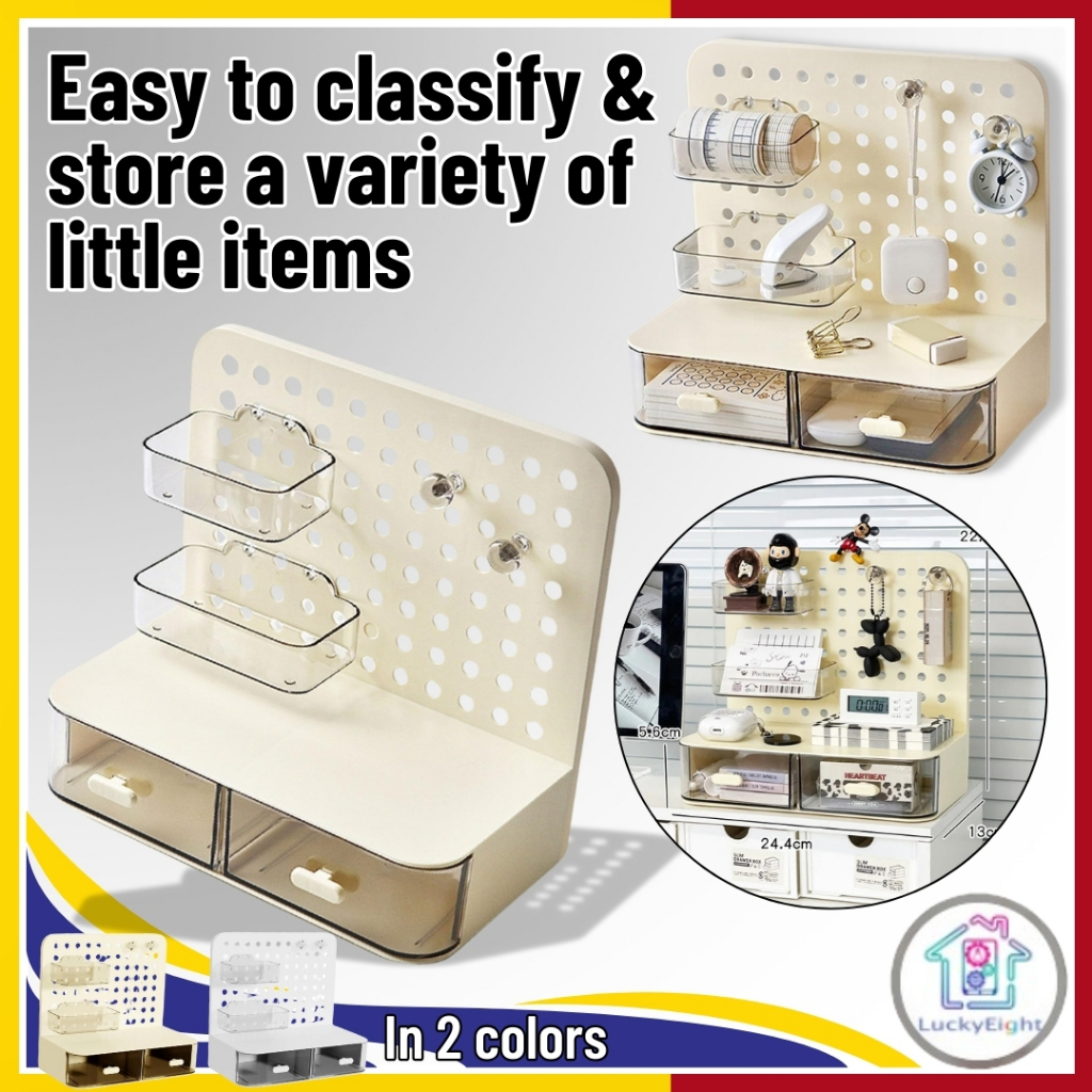 Cute Rack Organizer Desktop Perforated Board Storage Box Pegboard Shelf ...