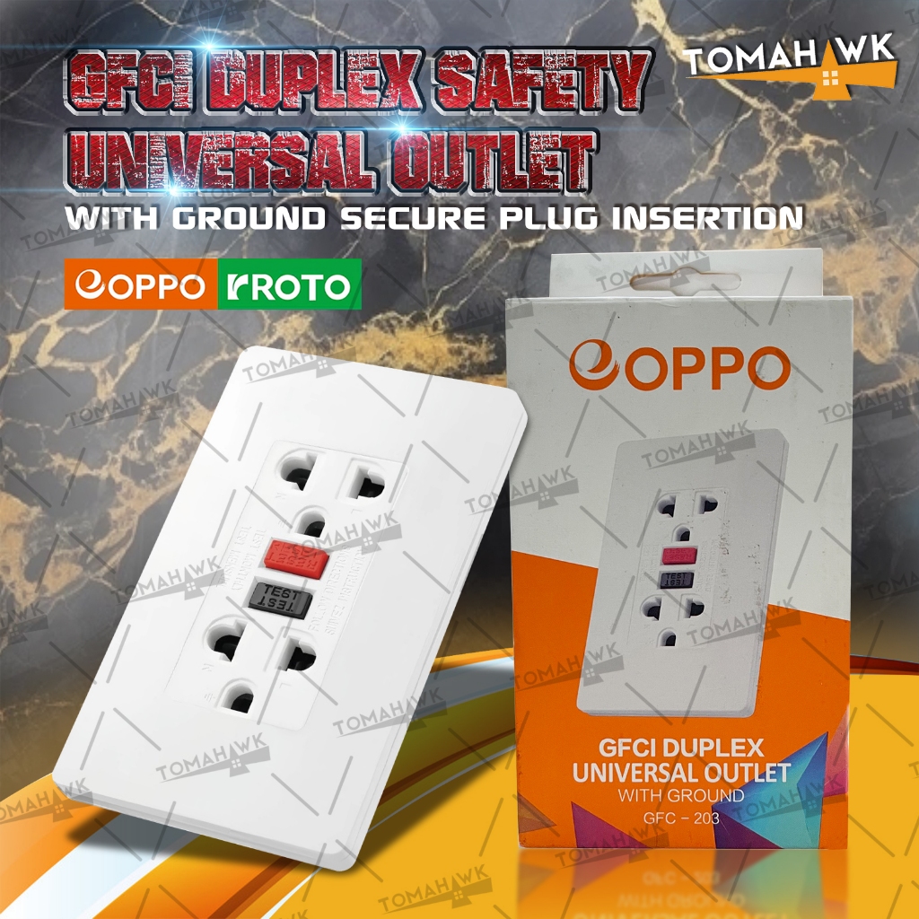 TOMAHAWK 2 GANG GFCI DUPLEX SAFETY UNIVERSAL OUTLET W/ GROUND SECURE ...