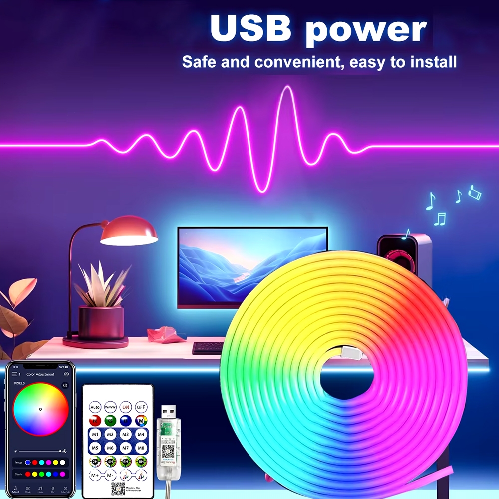 LED Neon Strip RGB Waterproof Ceiling Light Flexible Ribbon Tape Light ...