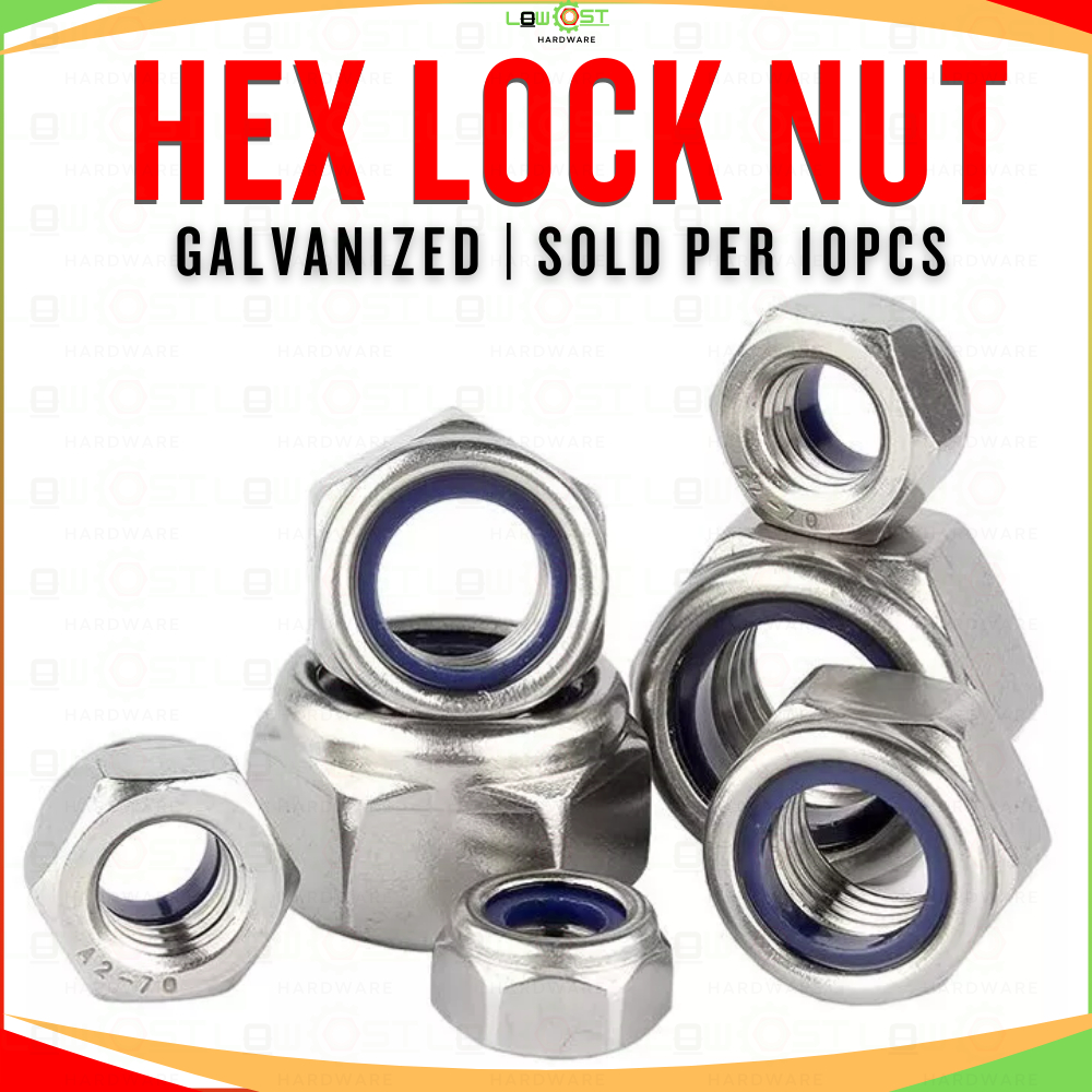 10PCS Locknut Lock Nut Stainless / Nylon Type Lock SOLD PER 10pcs ...