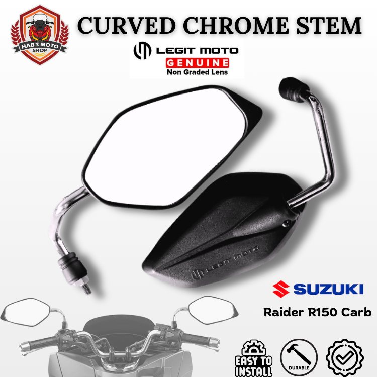 Raider R150 Carb LEGITMOTO Curved Chrome Stem Side Mirror Non-Graded ...
