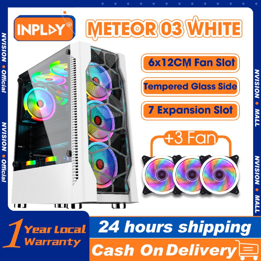 INPLAY Pc Case with Fans Computer Gaming Desktop Matx Table Tempered ...