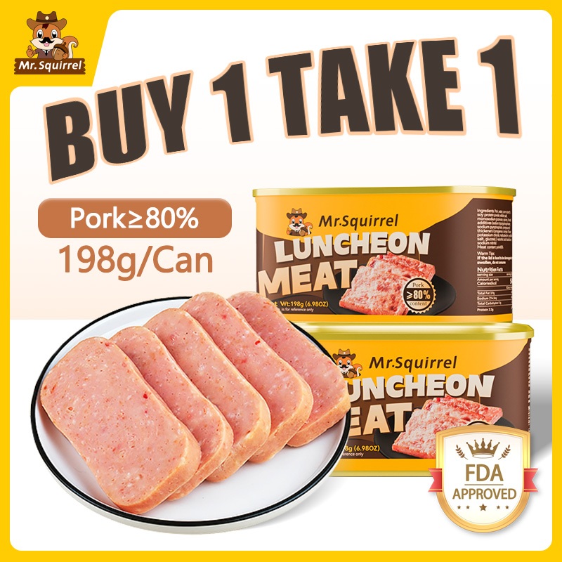 Mr.Squirrel Purefoods Luncheon Meat Buy 1 Take 1 198g(Pork≥80%)lotte Luncheon Meat Korean Spam ...
