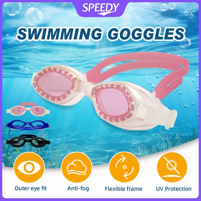Speedy Swimming Goggles Unisex Flat Adjustable Anti Fog Waterproof ...