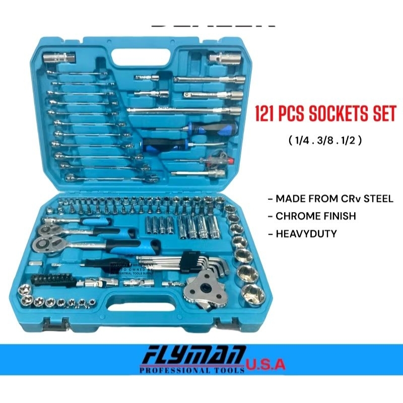 flyman original tools 121pcs socket set 1/4/ 3/8/ 1/2 Drive | Shopee ...