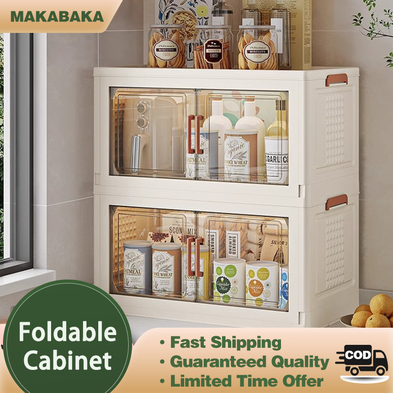 Plastic Foldable Cabinet Organizer for Clothes Storage Double Door ...