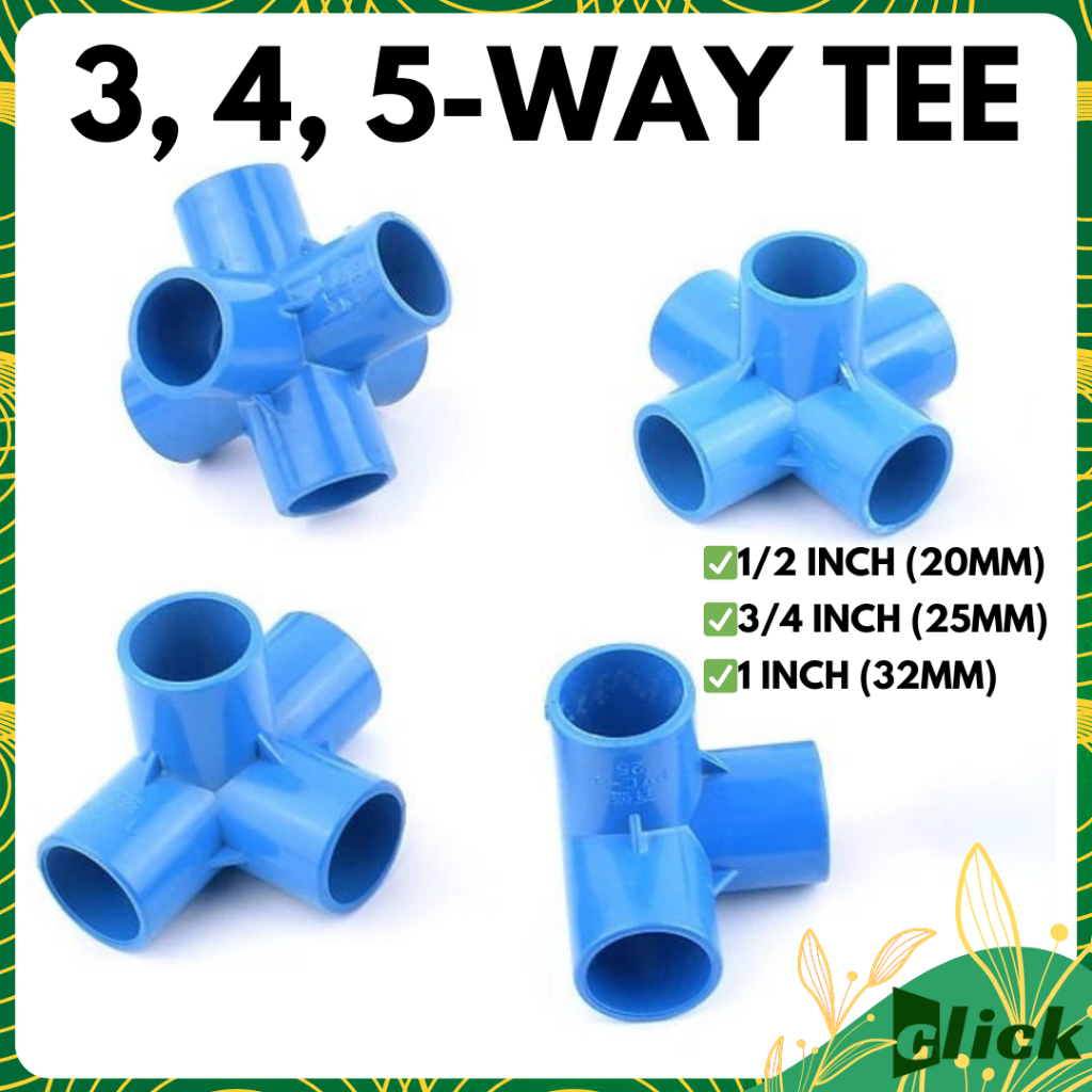 Blue PVC Pipe Fittings 3 Way 4 Way 5 Way Click Hardware | Shopee Philippines