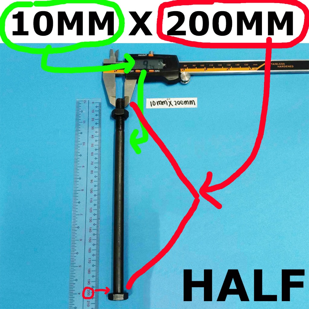 HT BOLT 10MM X 200MM WITH 1 PIECE NUT HI TENSILE HALF THREAD ...