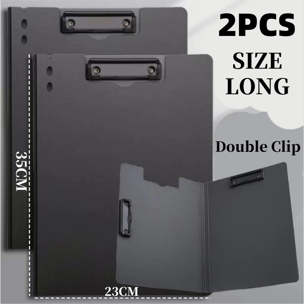 2PCS Long Clipboard With Cover File Folder Double Clip Paper Organizers ...