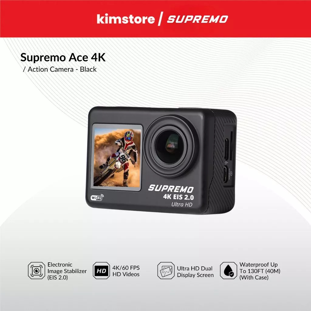 Supremo Ace 4K Dual Display Waterproof Action Camera | Shopee Philippines