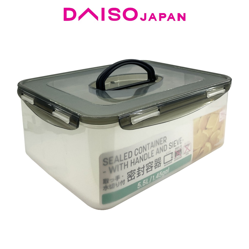 Daiso Microwaveable Sealed Container with Handle and Sieve (5.5L ...