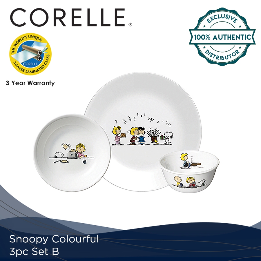 Corelle X Peanuts 3pc Dinnerware Set (Set B) | Shopee Philippines