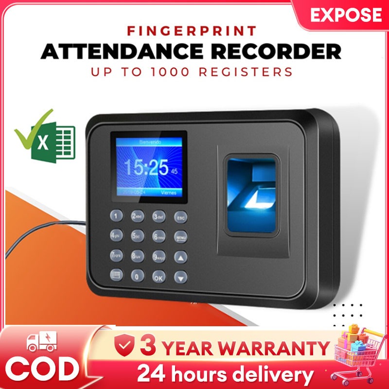 Fingerprint Attendance Machine Time Thumbprint Punch Card Machine LCD ...