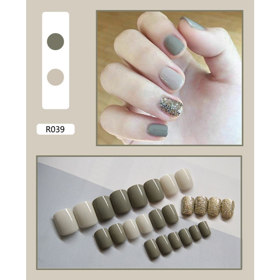 【2025】24pcs Fake Nail Set with Glue or 1Pc Nail Jelly Glue French Nail ...