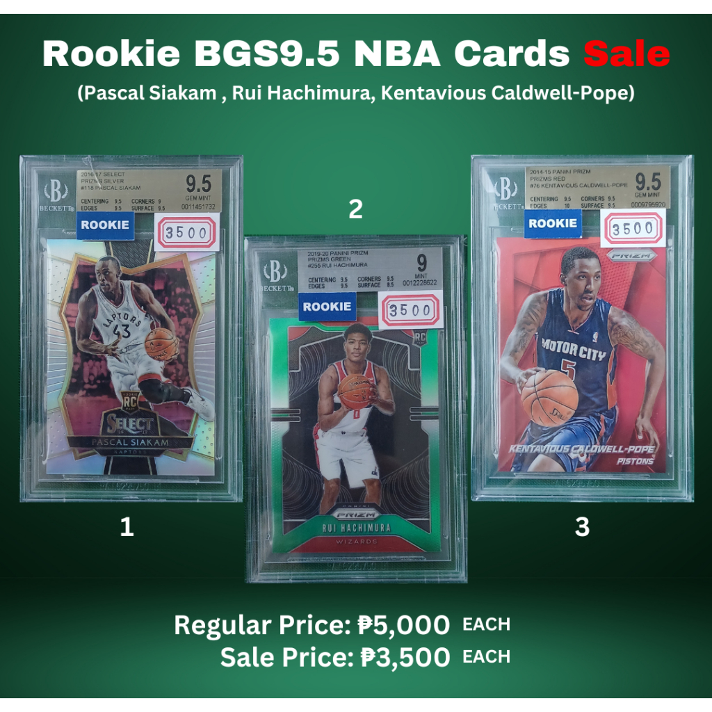 Rookie RC BGS 9.5 NBA Cards Sale (Pascal Siakam, Rui Hachimura ...