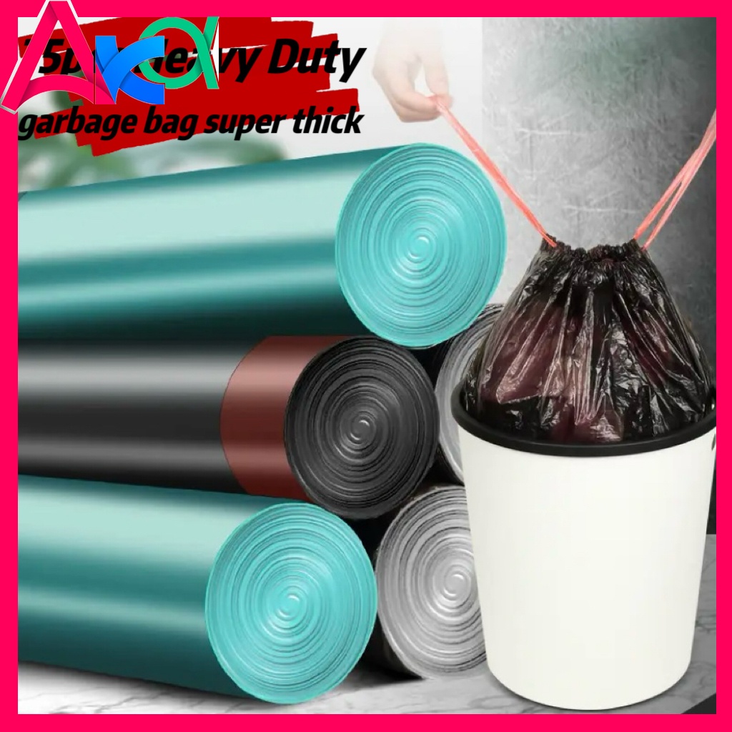 75pcs trash bag with drawstring thickened automatic closing kitchen ...