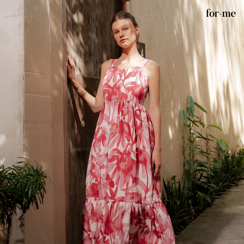 ForMe Sweetheart Neckline Maxi Dress For Women (Pink) | Shopee Philippines