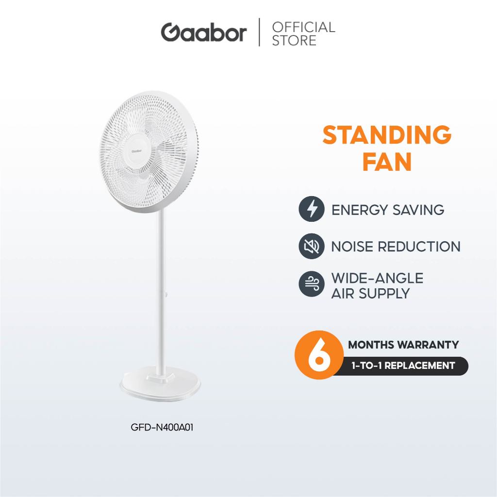 Gaabor Stand Fan Standard Electric Desk Fan Height Adjustable White 1 ...