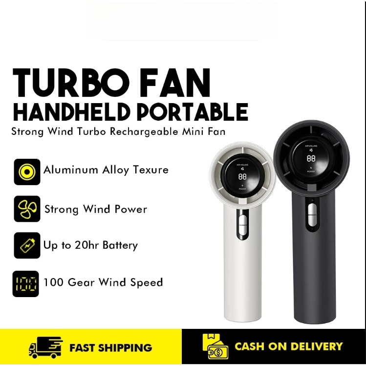 Mini Fan Rechargeable Turbo Handheld Strong Wind 100 Gear Wind Speed ...