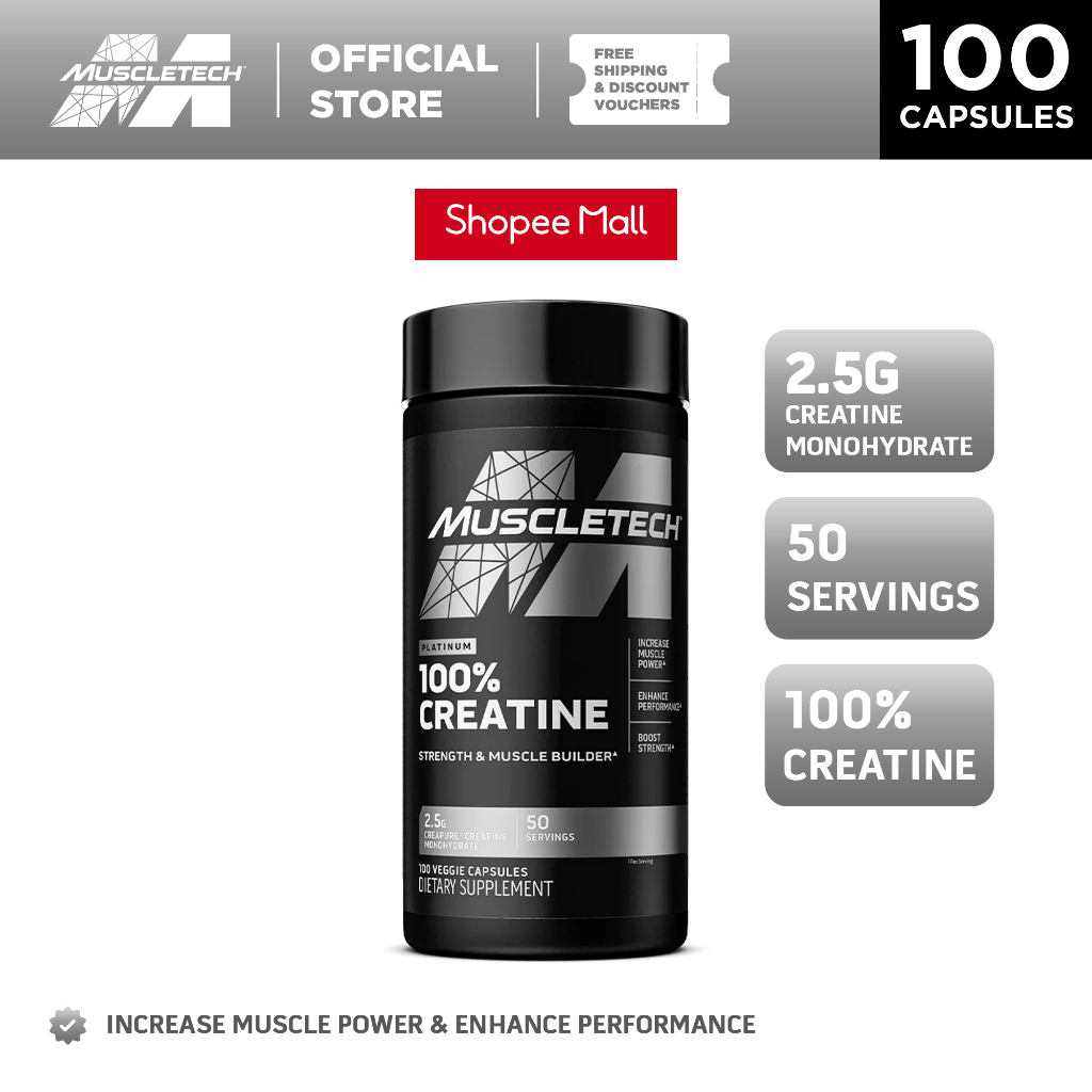 MuscleTech Platinum 100% Creatine Capsules 100 Veggie Caps | OFFICIAL ...